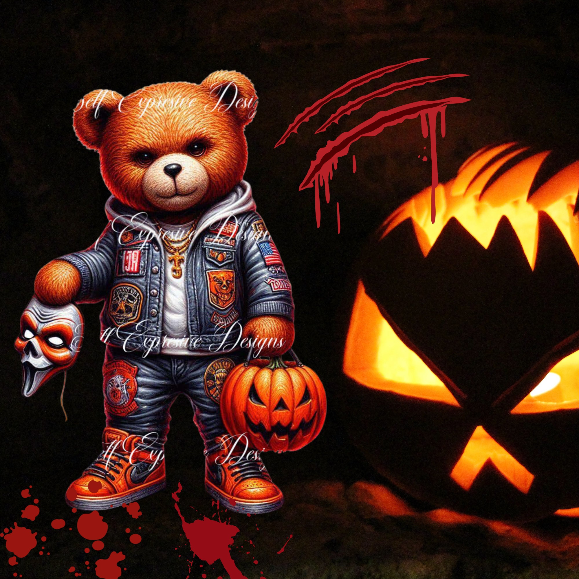 Scary Teddy Clipart - Spooky Halloween Monster Artwork and Collectible ...