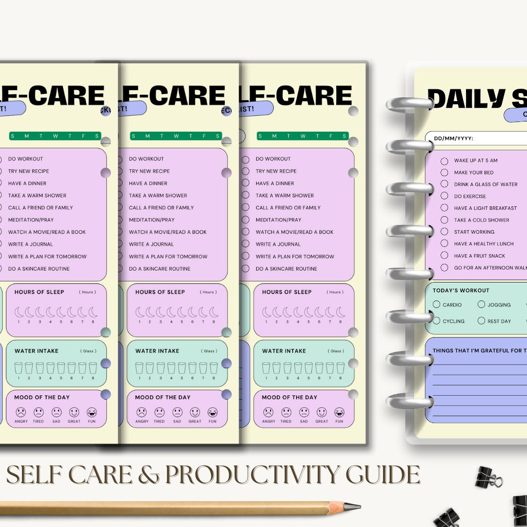 Bold Daily Self-care Planner, Pastel Colorful Design, Rounded Pages ...