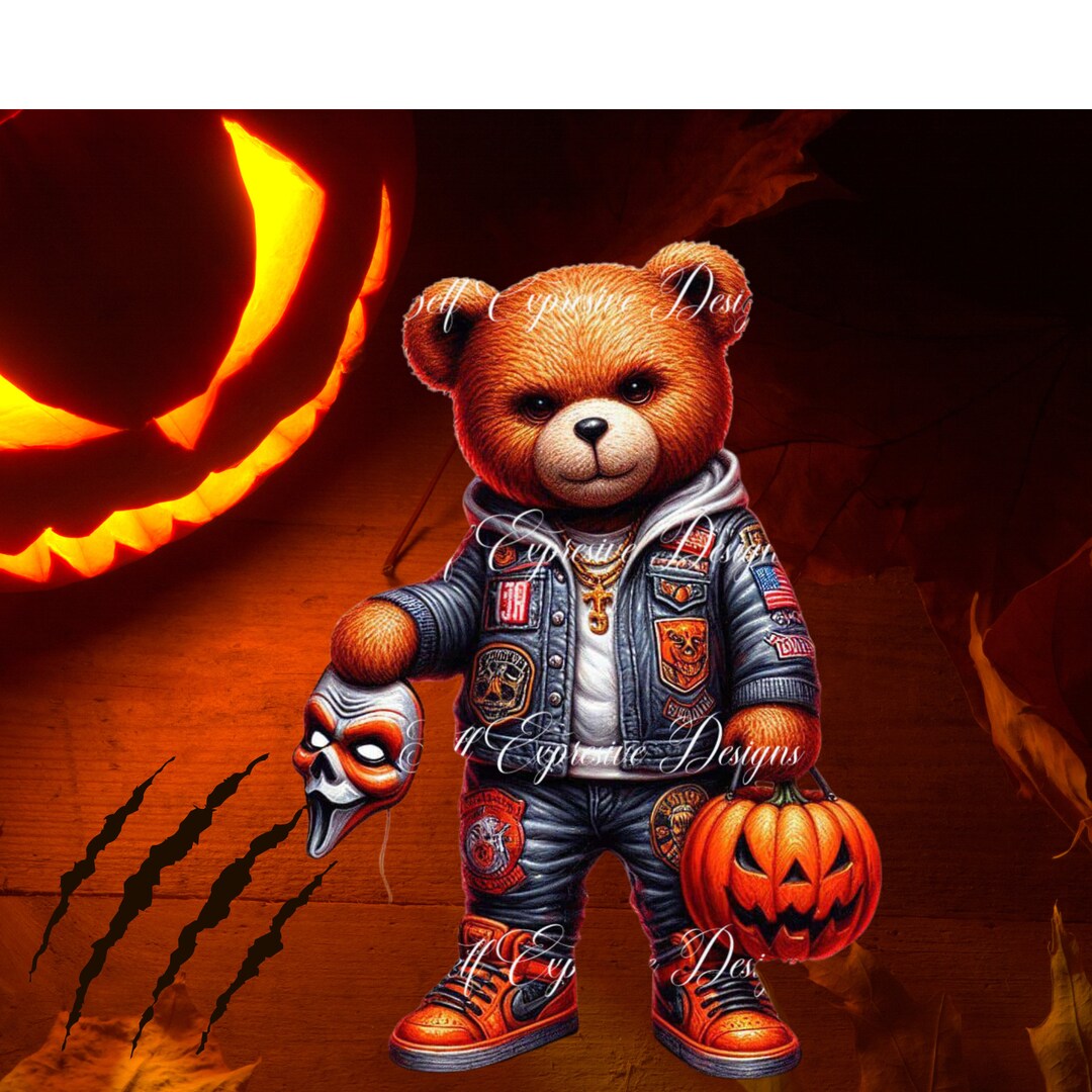 Scary Teddy Clipart Spooky Halloween Monster Artwork and Collectible ...