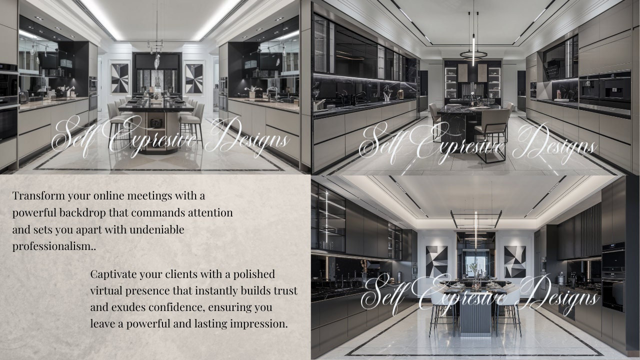 Luxury Home Kitchen Virtual Background for Zoom Meetings and Remote ...