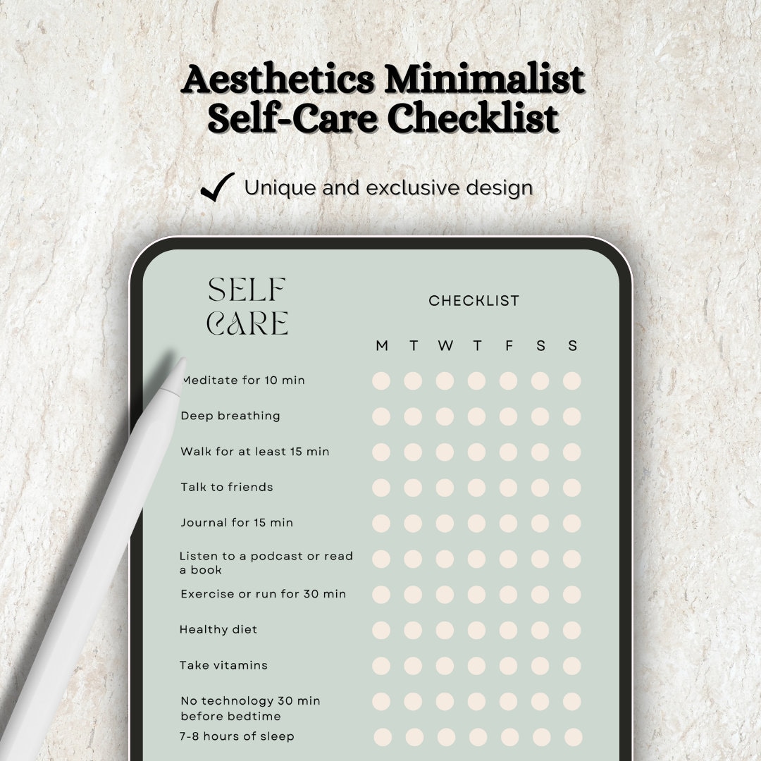 Self Care Checklist Notepad, Daily Self Care Journal, Mindfulness ...
