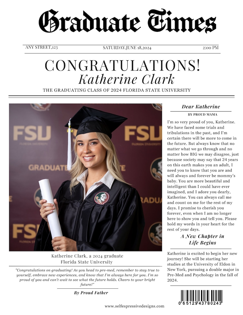Graduation Newspaper Template, Graduation Program Editable Template ...