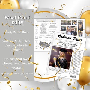 Graduation Newspaper Template, Graduation Program Editable Template ...