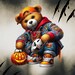 Spooky Teddy Bear Digital Art - Unique Halloween Decor, Cute Monster ...