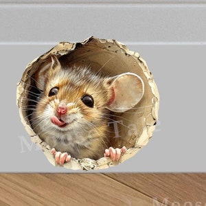Mouse Sticker in Hole Wall Decal Buddies Mice Sticker Baseboard Sticker ...