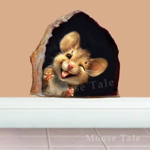 Mouse Sticker in Hole Wall Decal Buddies Mice Sticker Baseboard Sticker ...