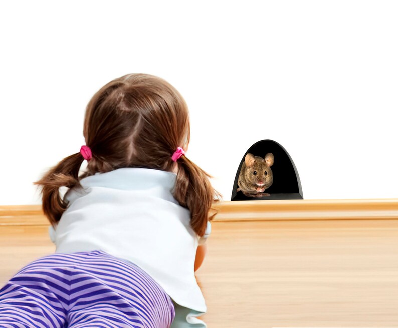 Realistic Mouse in Hole Wall Decal Mouse Sticker Baseboard | Etsy