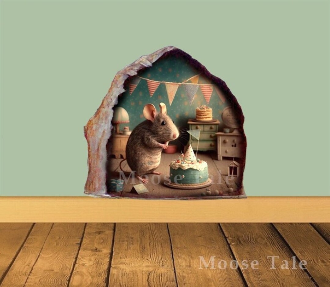 Mouse Birthday Hole Mouse With Cookie Staircase Decal Library Sticker ...
