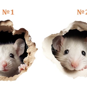 Realistic Mouse in Hole Sticker Mouse Decal Peel and Stick Baseboard or ...