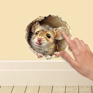 Mouse Sticker in Hole Wall Decal Buddies Mice Sticker Baseboard Sticker ...