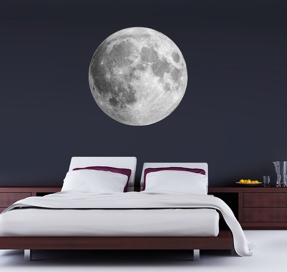 Moon Wall Decal Bedroom Wall Sticker Realistic Moon Living - Etsy