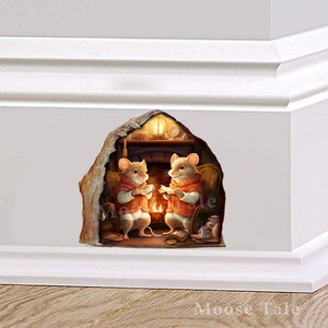 Mouse Family by Fireplace Reading Books Decal Bookworm Sticker Cozy ...