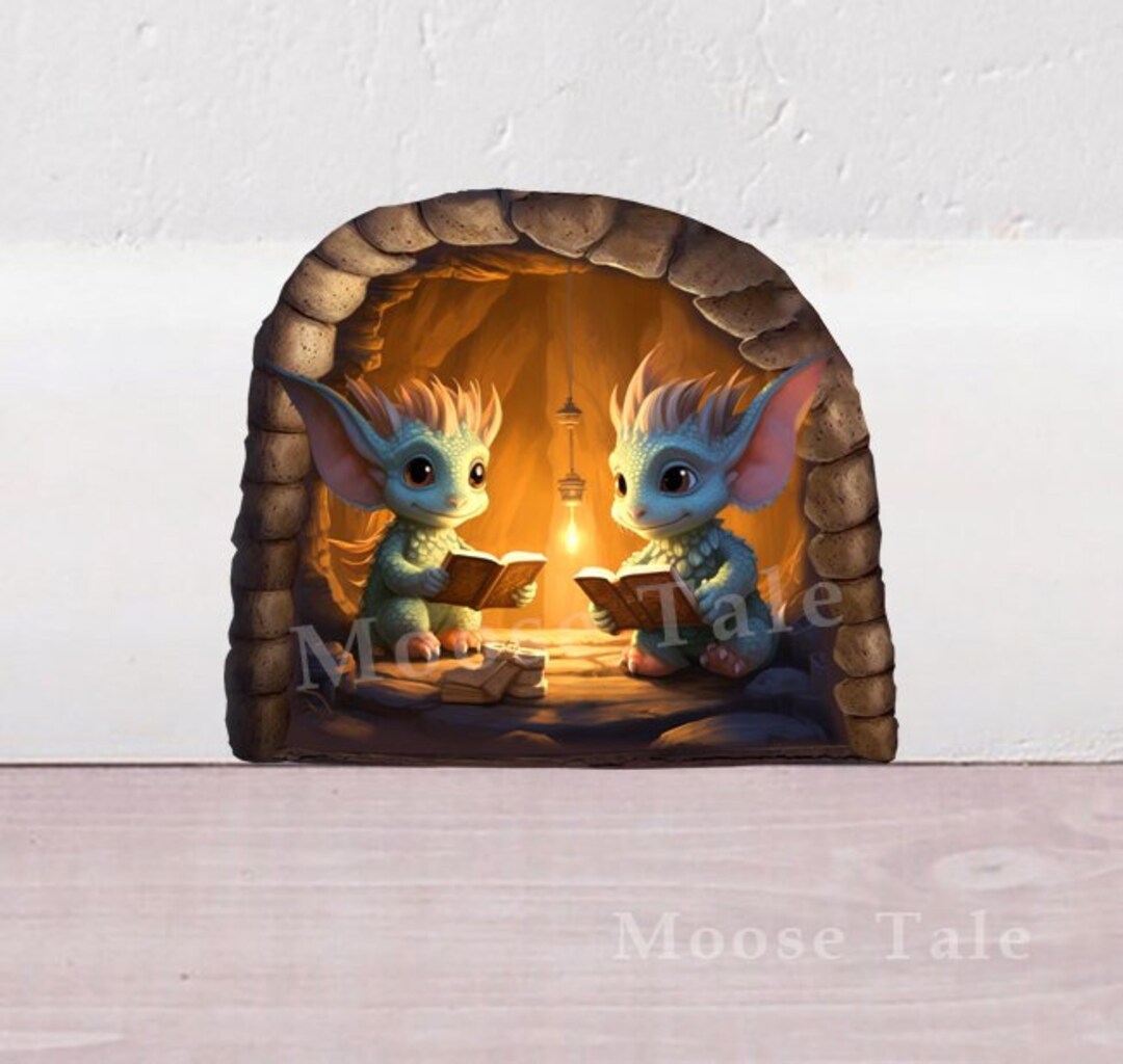 Two Cute Dragons With Book Sticker Classroom Decal Dragon With Book ...