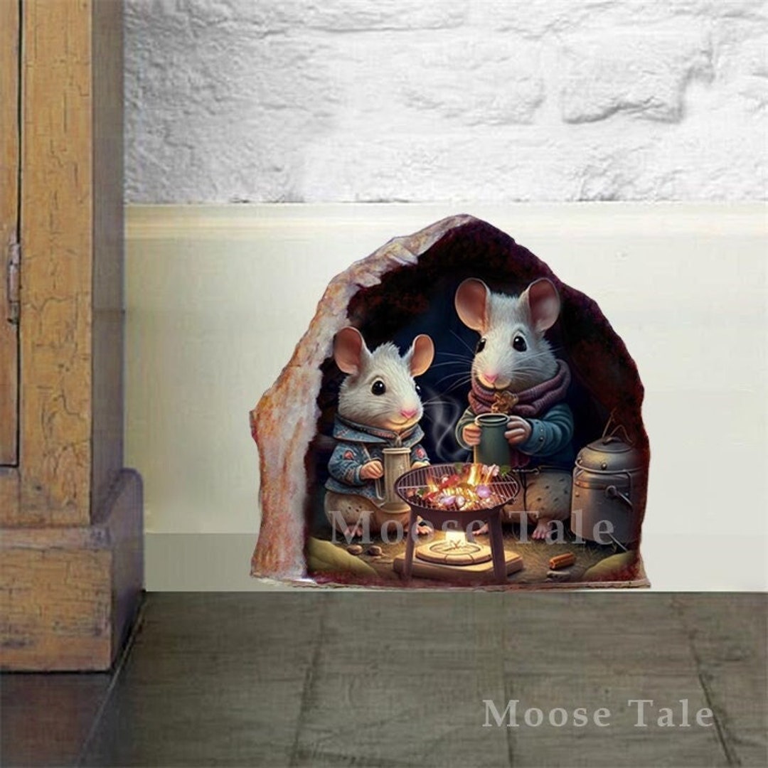 Barbeque Party Decal Mice Camping Sticker Mouse Hole Sticker Decal ...