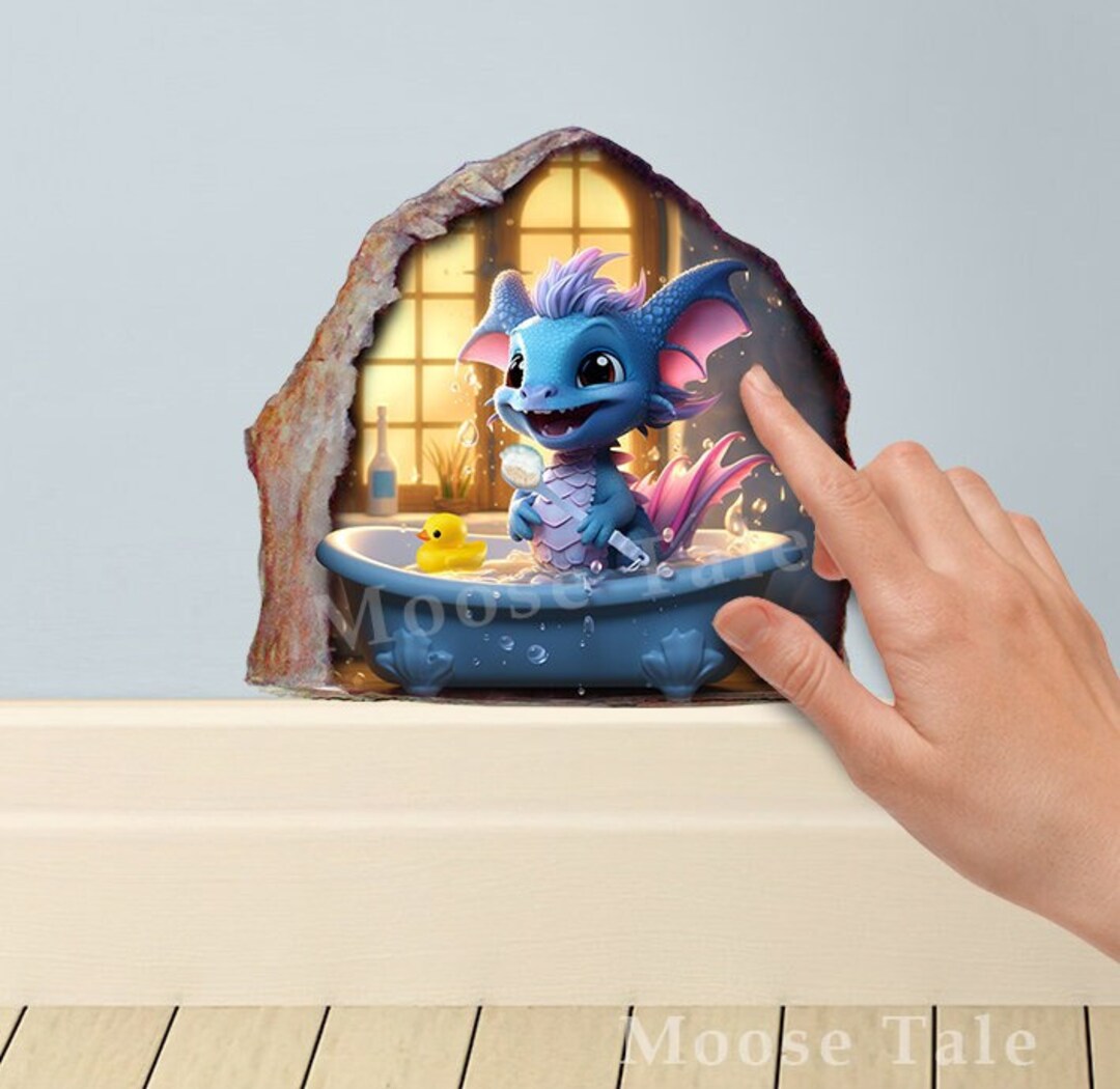 Dragon Decal Bathroom Decal for Door or Wall Dragon Spa in Hole Gift ...