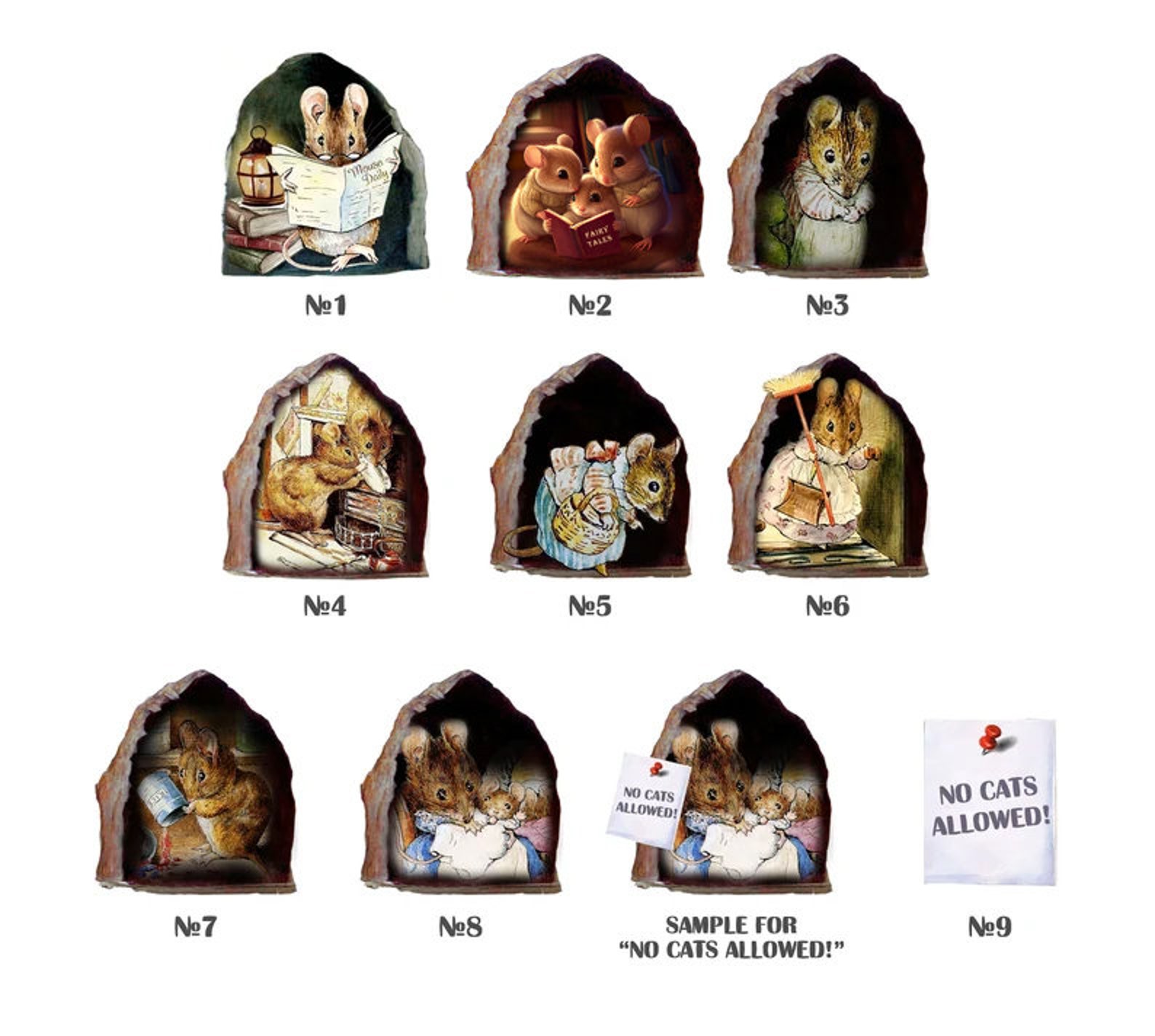 Mothers Day Gift Mouse Reading Book in Hole Mice Family - Etsy UK
