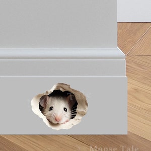Realistic Mouse in Hole Sticker Mouse Decal Peel and Stick Baseboard or ...