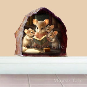 Mouse Family With a Book Mouse Hole Sticker Library Decal Mother of 2 ...