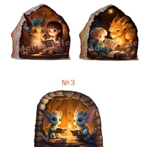 Little Dragon and Girl Reading Book of Fairy Tales Classroom Decal ...