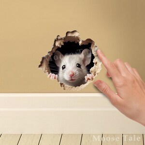 Realistic Mouse in Hole Sticker Mouse Decal Peel and Stick Baseboard or ...