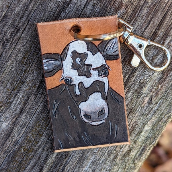 Cow Tag Keychain - Etsy