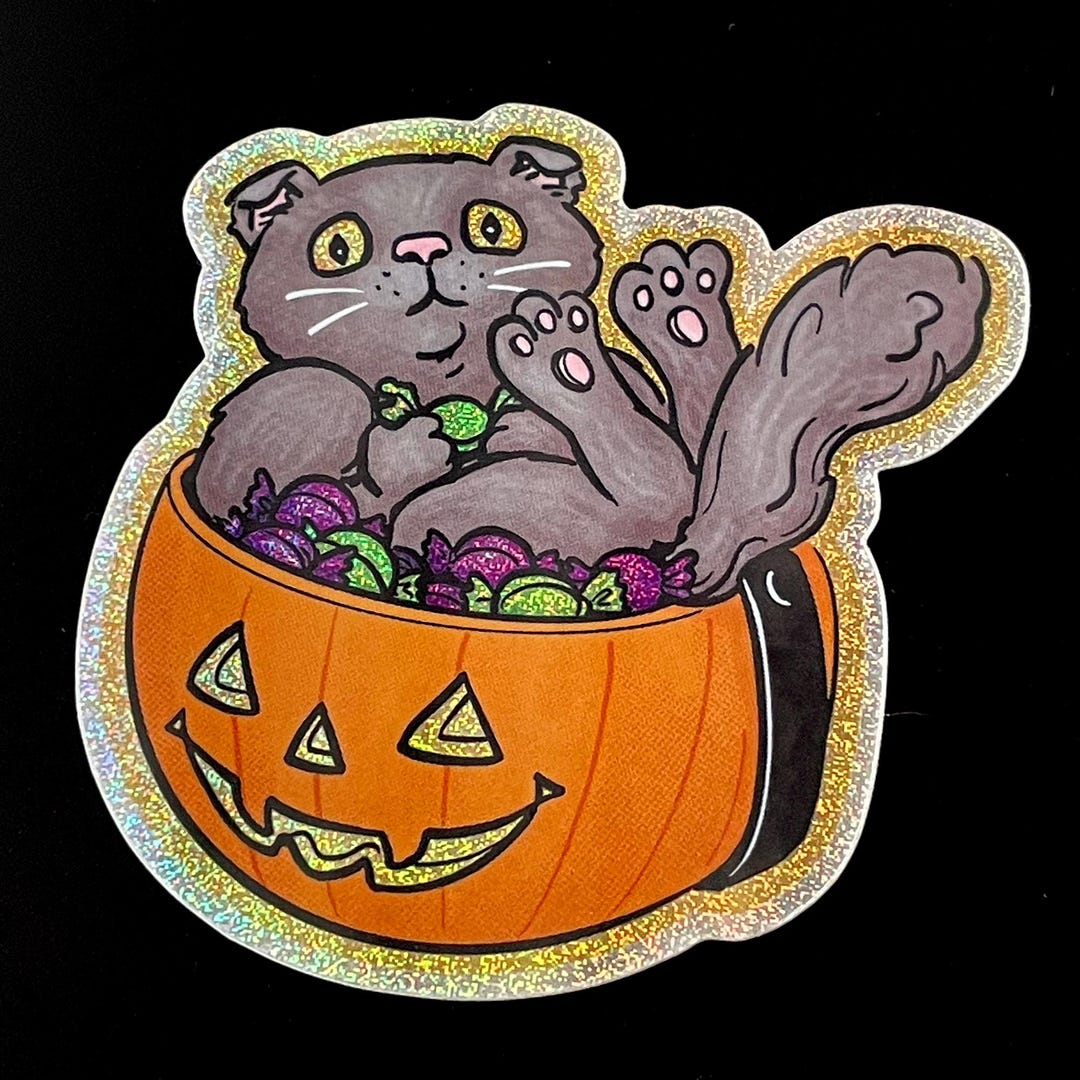 Bodega Cat Sticker: Cat O’ Lantern - Etsy
