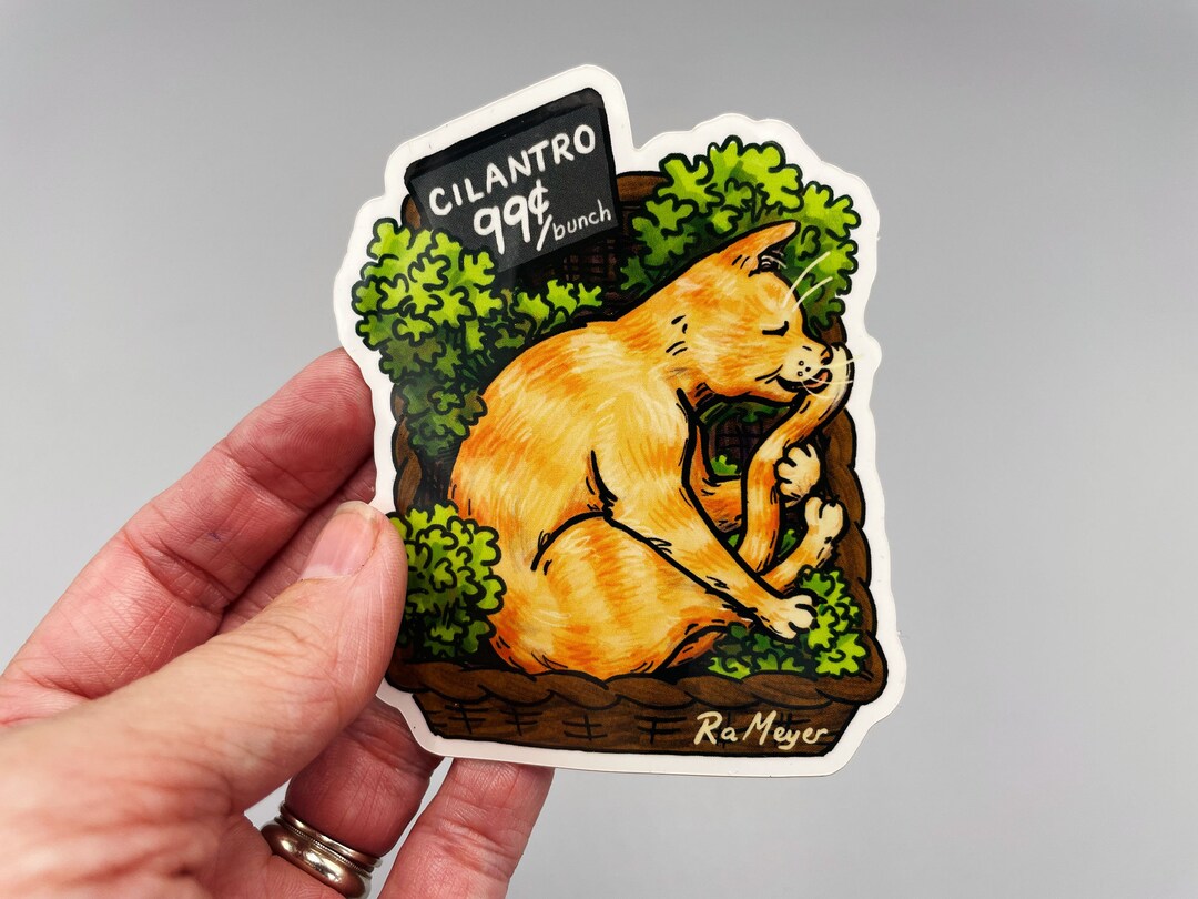 Cilantro Cat Corner Store Cat Die-cut Stickers. Food Plus - Etsy