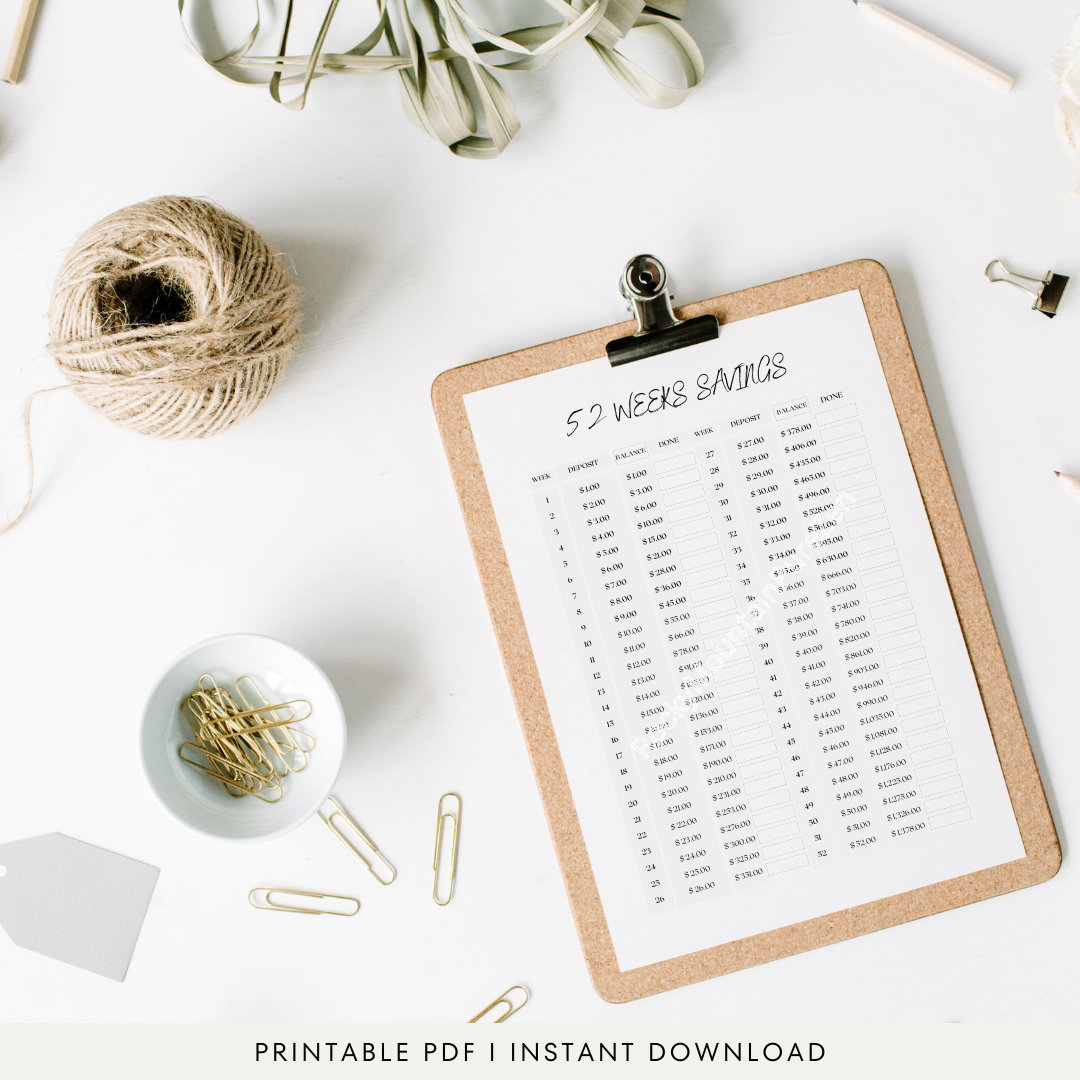 52 Week Saving Challenge, Money Saving Chart, Money Saving Challenge ...