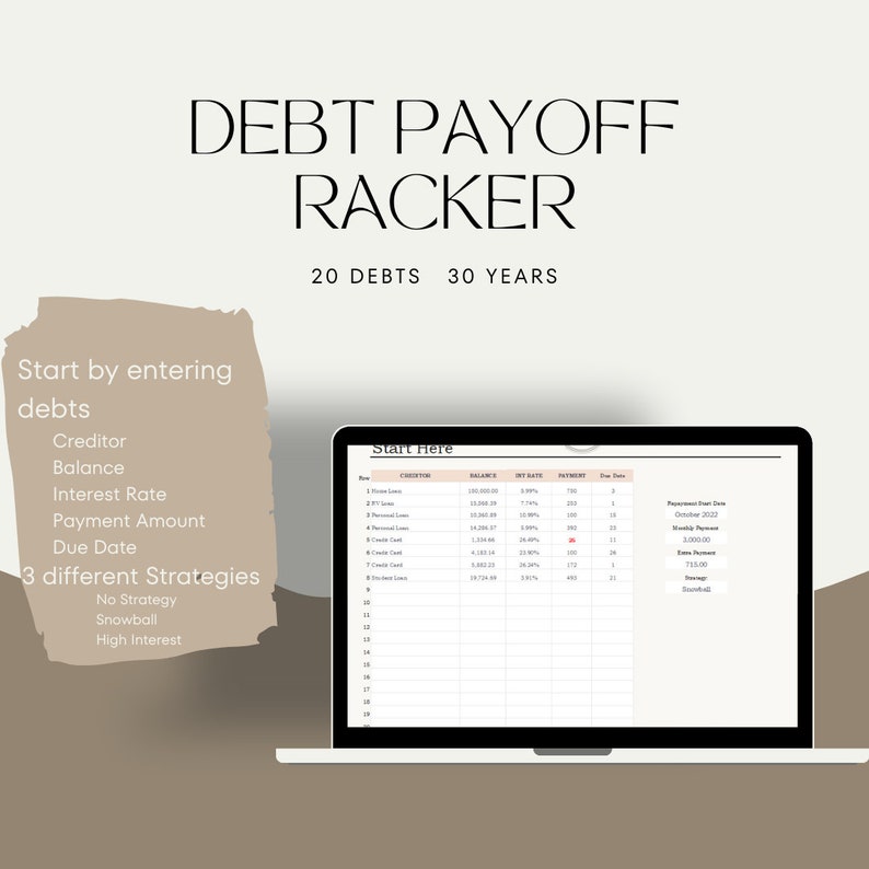 Debt Payoff Tracker, Instant Download, Debt Snowball for Excel, Excel ...