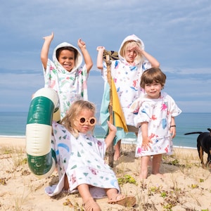Handmade Kids Hooded Towel Poncho for Beach Bath Pool & Surf Changing ...