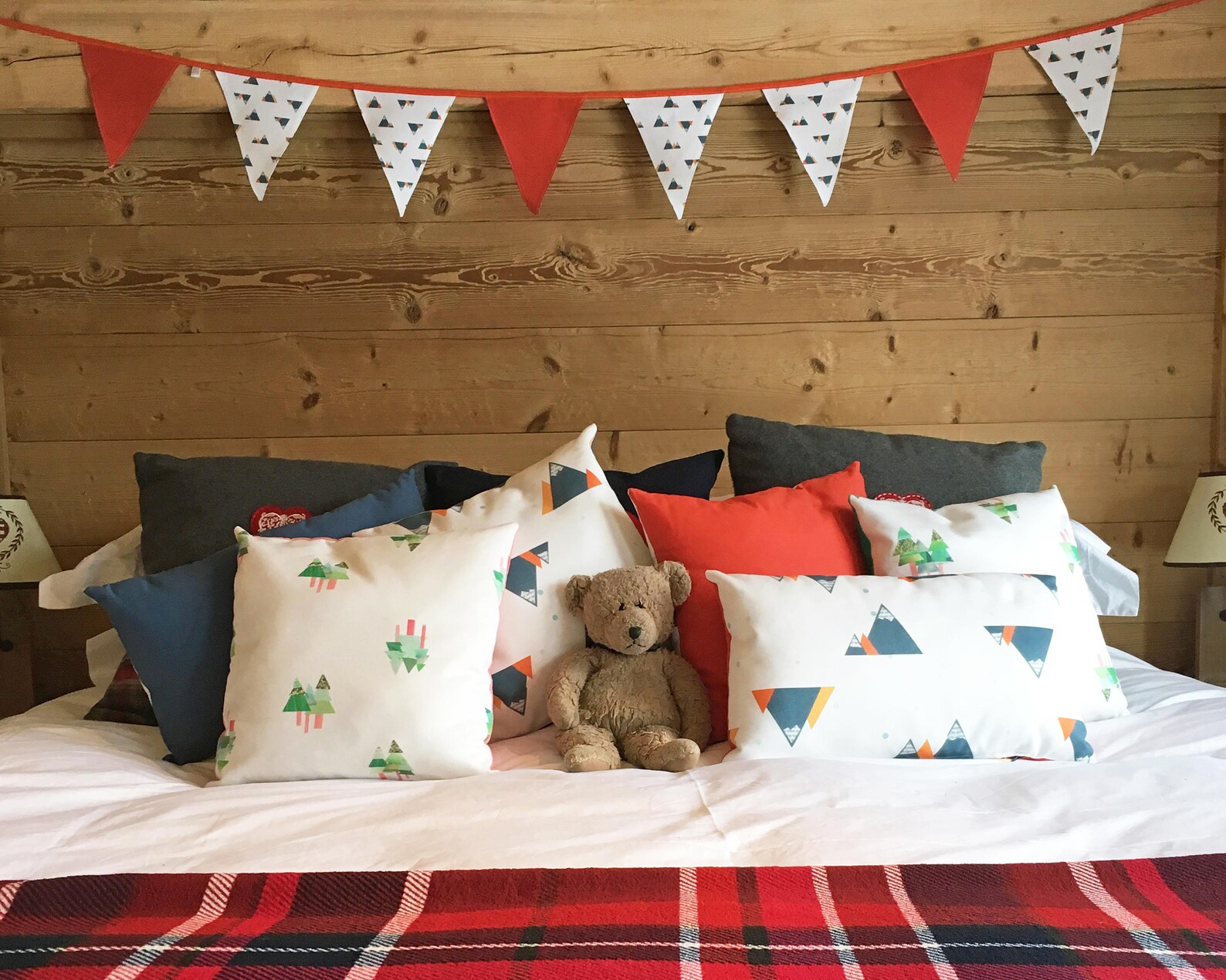 Woodland Theme Baby & Kids Cushion Cover. Ski Theme Nursery Decor ...