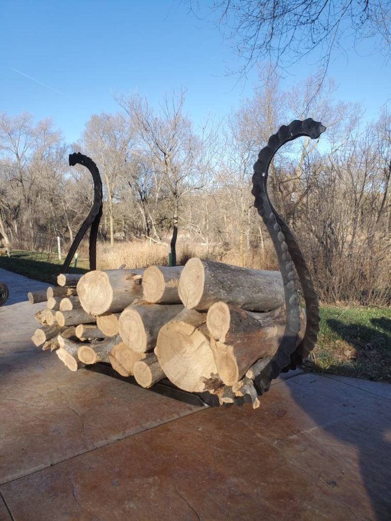 Firewood Rack Blacksmith Hand Forged Steel Firewood Stand | Etsy