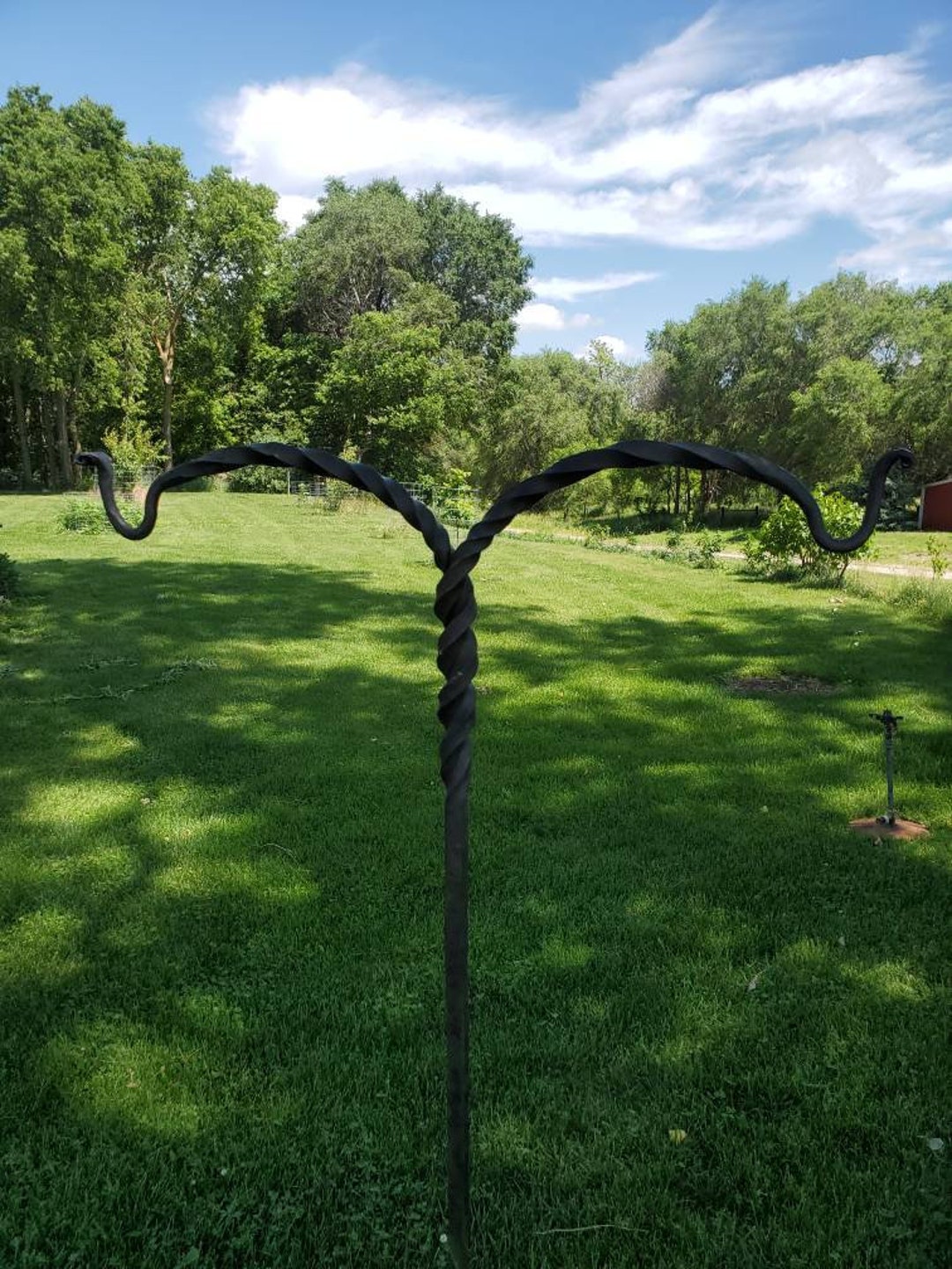 Sheppard's Crook Hanger, Double Plant Hanger, Birdfeeder Stand, Wind ...