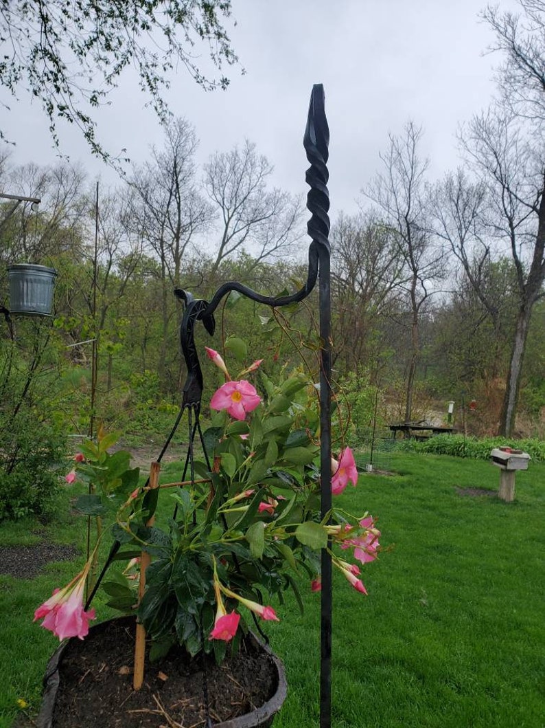 Blacksmith forged steel step in Plant hanger bird feeder | Etsy