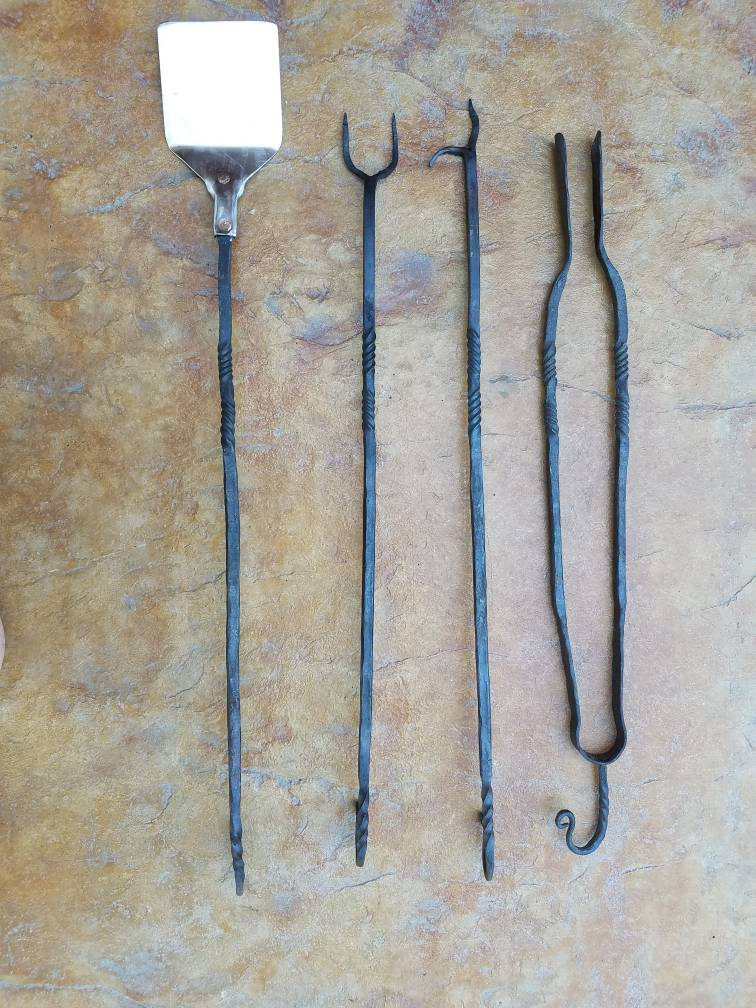 Grilling Tool Set. Blacksmith Hand Forged Steel 4 Piece - Etsy