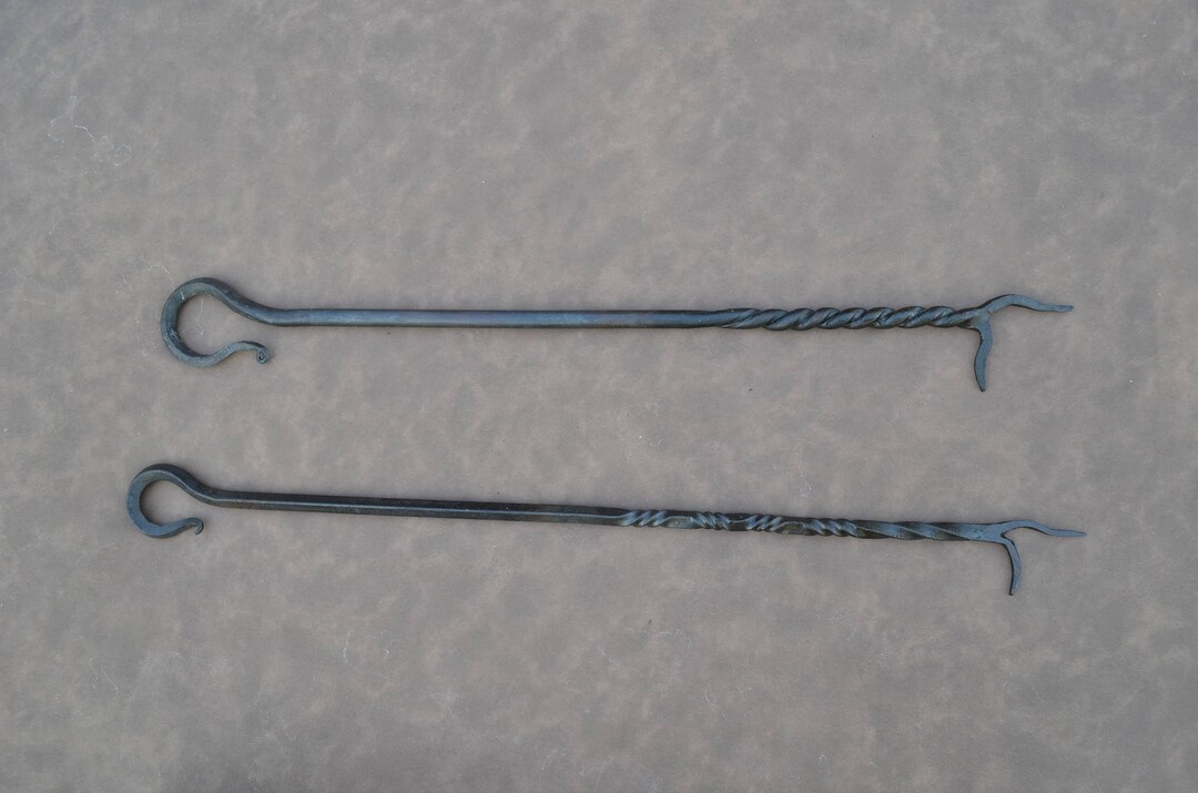 Fire Poker Blacksmith Hand Forged One Piece Steel Fire Rake, Fire ...