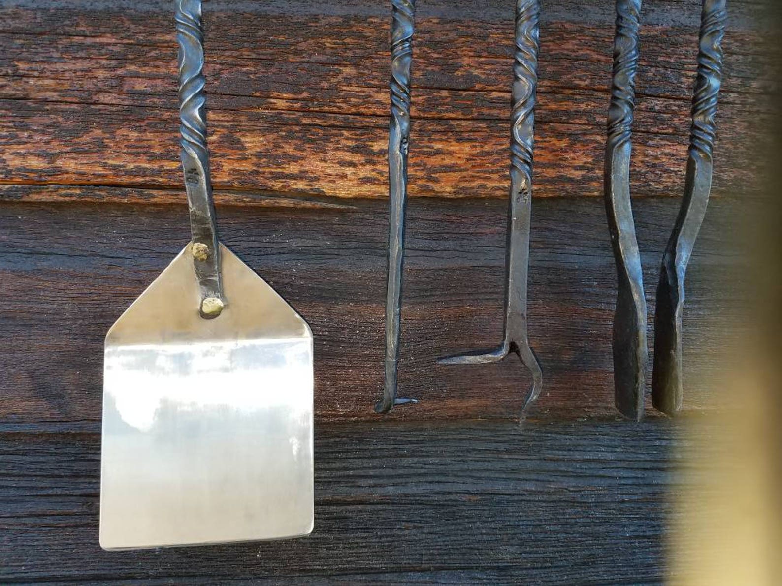 Grilling Tool Set. Blacksmith Hand Forged Steel 4 Piece - Etsy