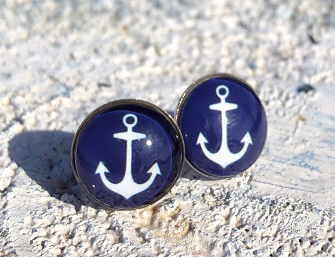 Delicate Stainless Steel Earrings With Anchor, Anchor Earrings Made of ...