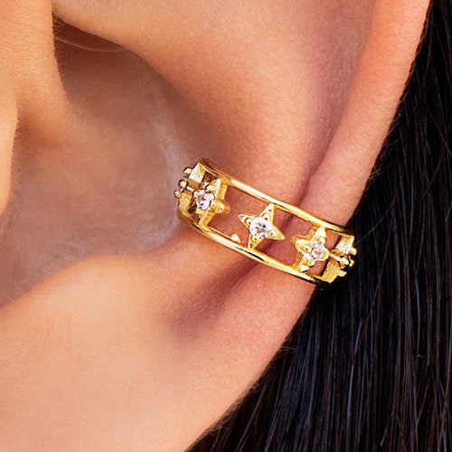 Dainty CZ Chain Links Conch Ear Cuff Earrings | Etsy