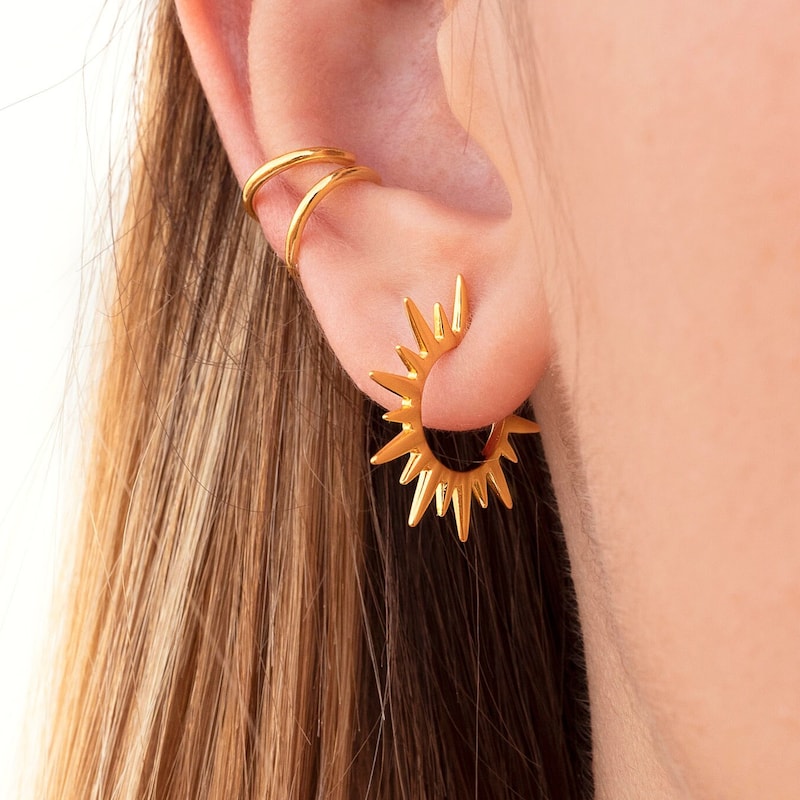Sun Hoop Earrings - Etsy