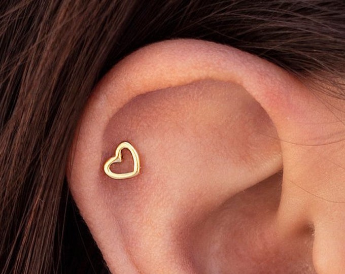 Heart Helix Piercing, Gold Filled, Rose Gold Filled, Sterling Silver ...