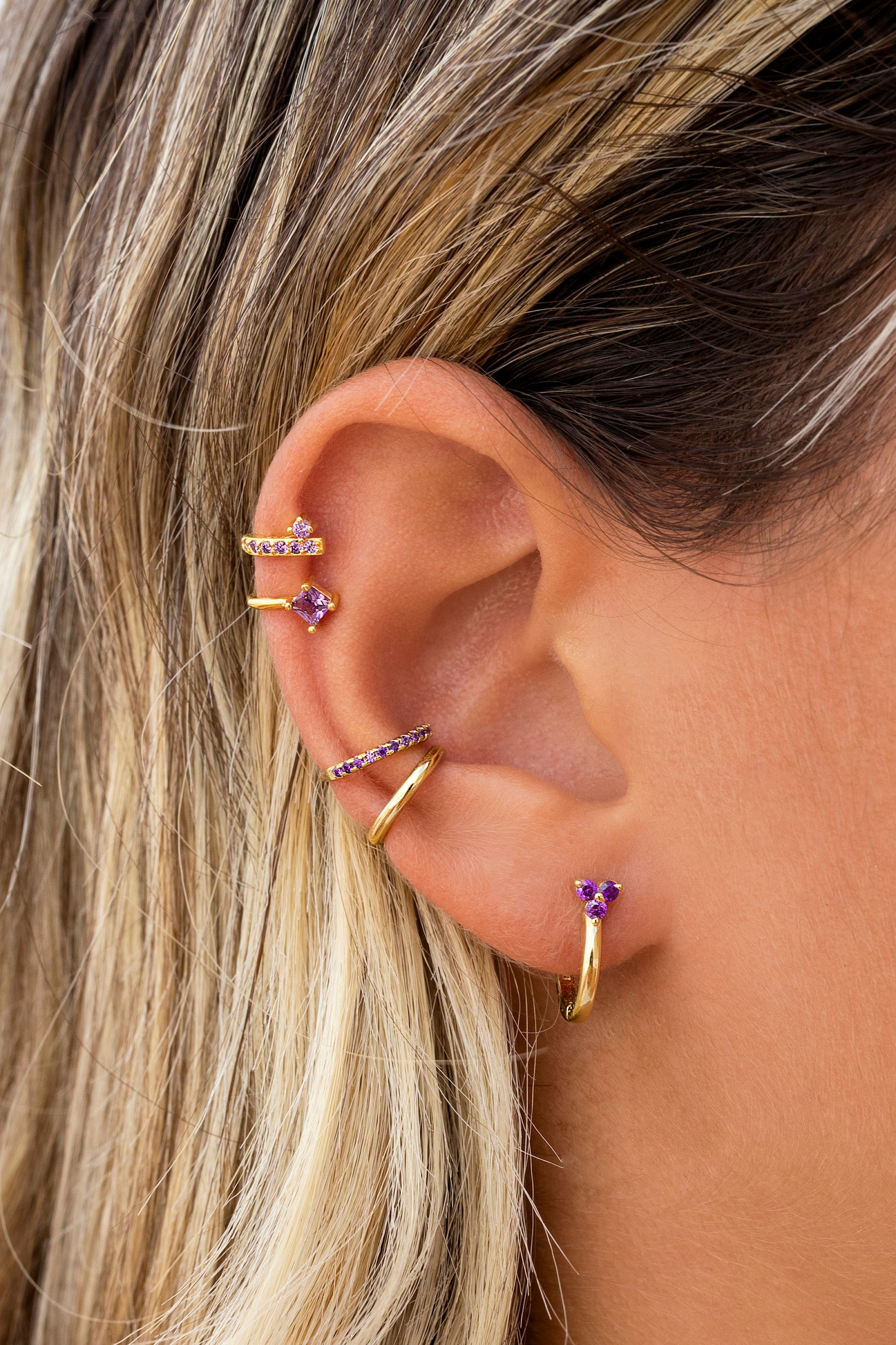 Dainty Purple CZ Ear Cuff Earrings - 4 Different Designs Available - Etsy