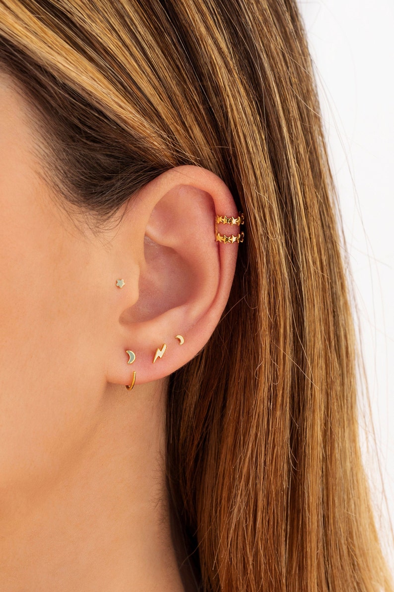 Dainty & Tiny Lightning Bolt Shaped Stud Earrings | Etsy