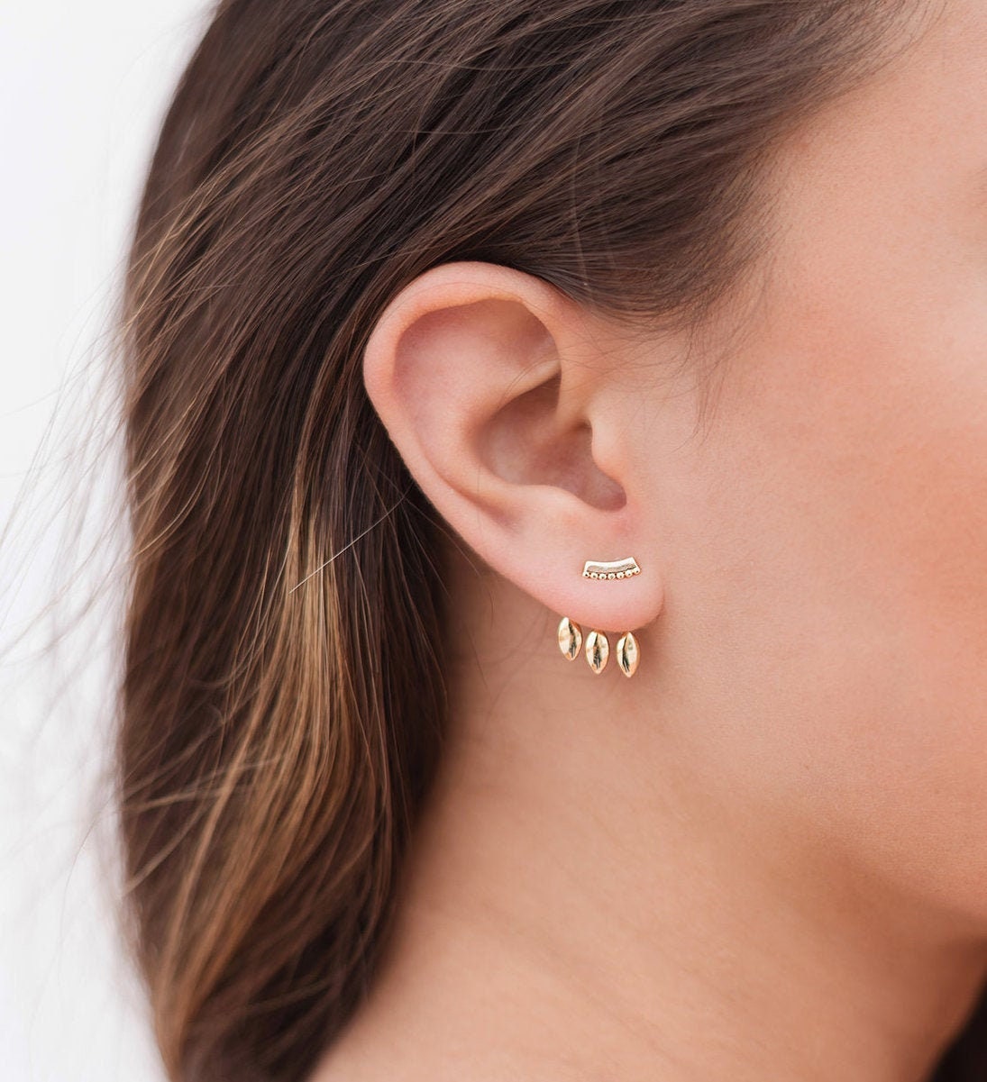 Bohemian Silver Ear Jacket Earrings With Charms - Etsy