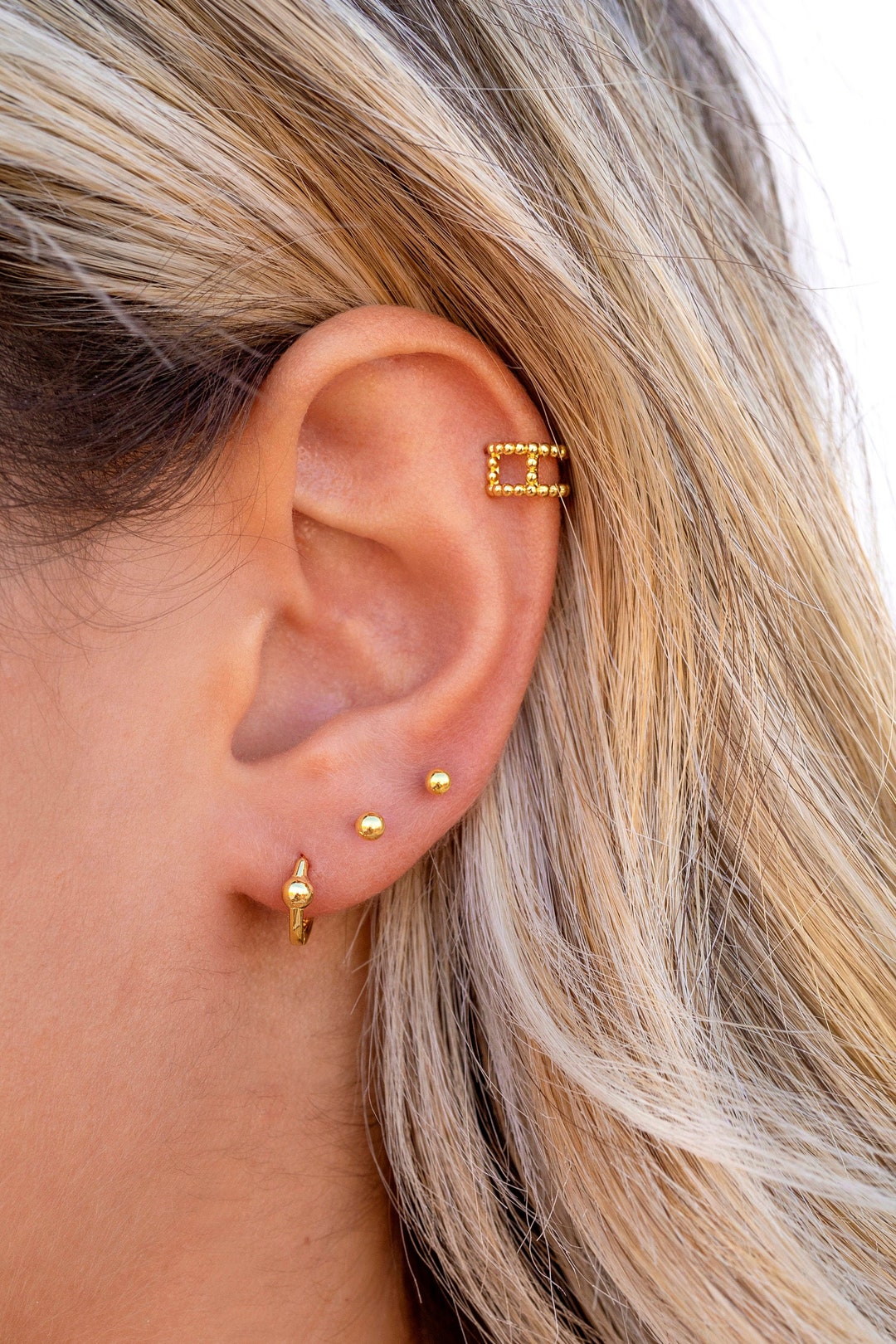 Tiny Ball Huggie Hoop Earrings - Etsy