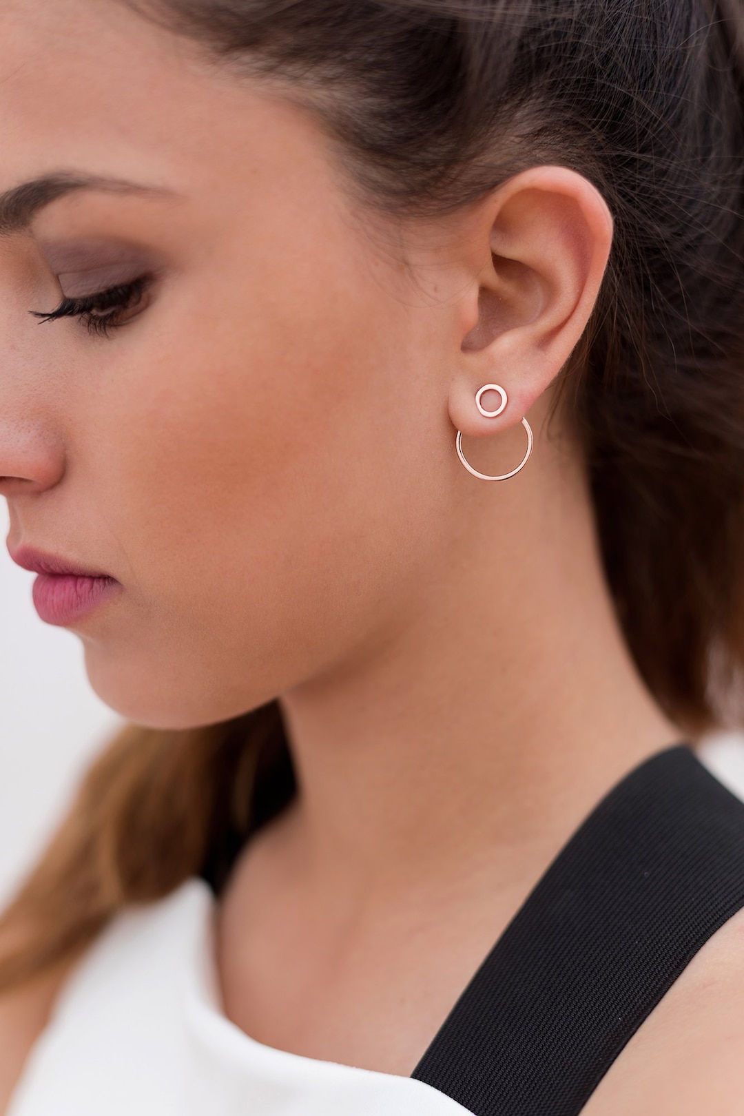 Double Circle Ear Jacket Earrings - Etsy