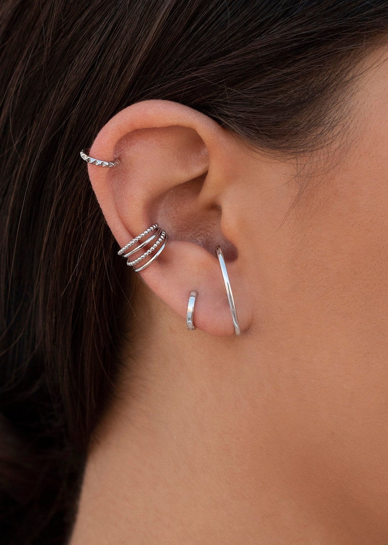 Minimalist Ear Lobe Cuff Huggie Hoop Earrings | Etsy UK