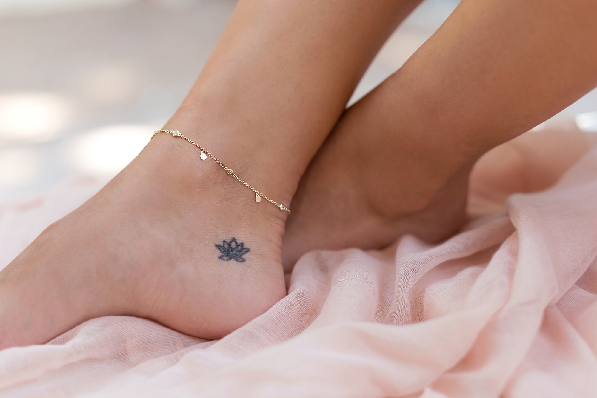Dainty & Minimalist Dangling Coins and CZ Anklet - Etsy