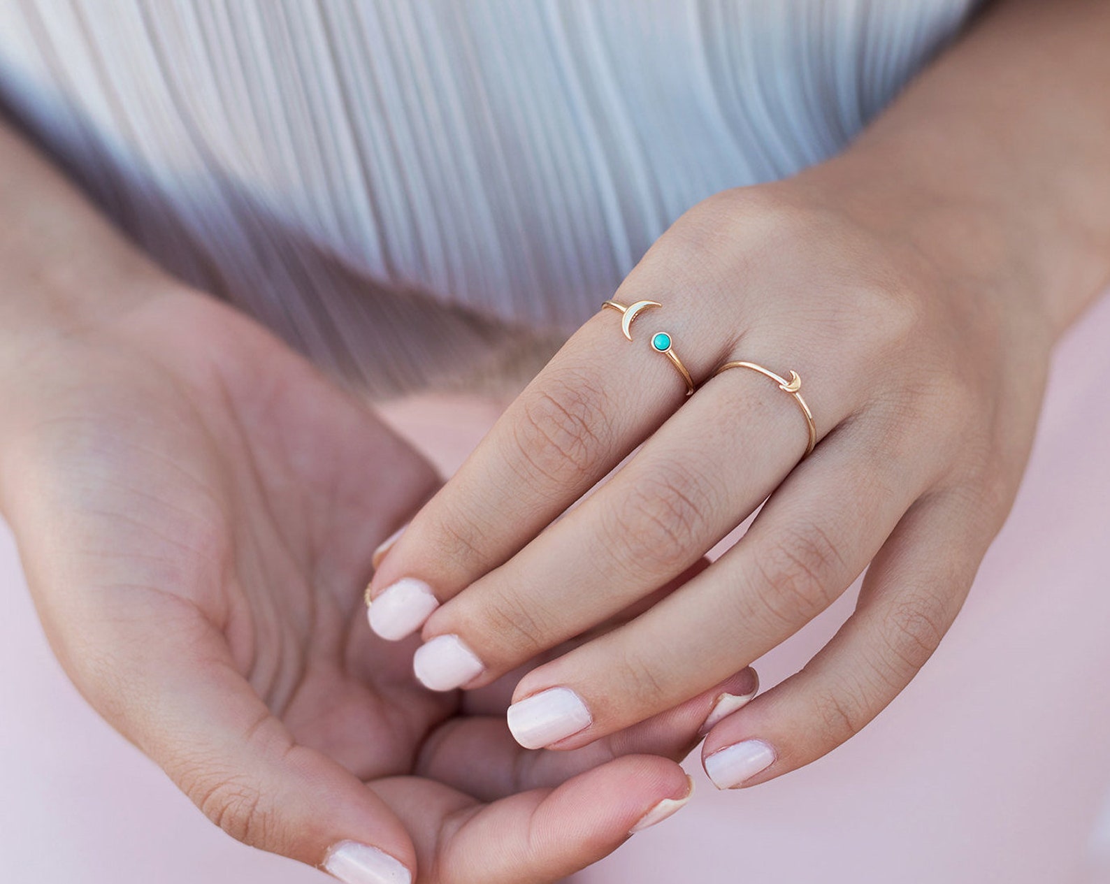 Moon & Turquoise Open Ring | Etsy