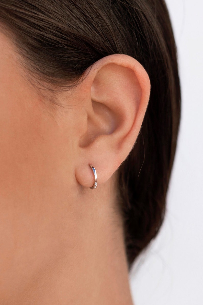 9K Solid Gold Huggie Hoops - Gold, Rose Gold or White Gold - Etsy